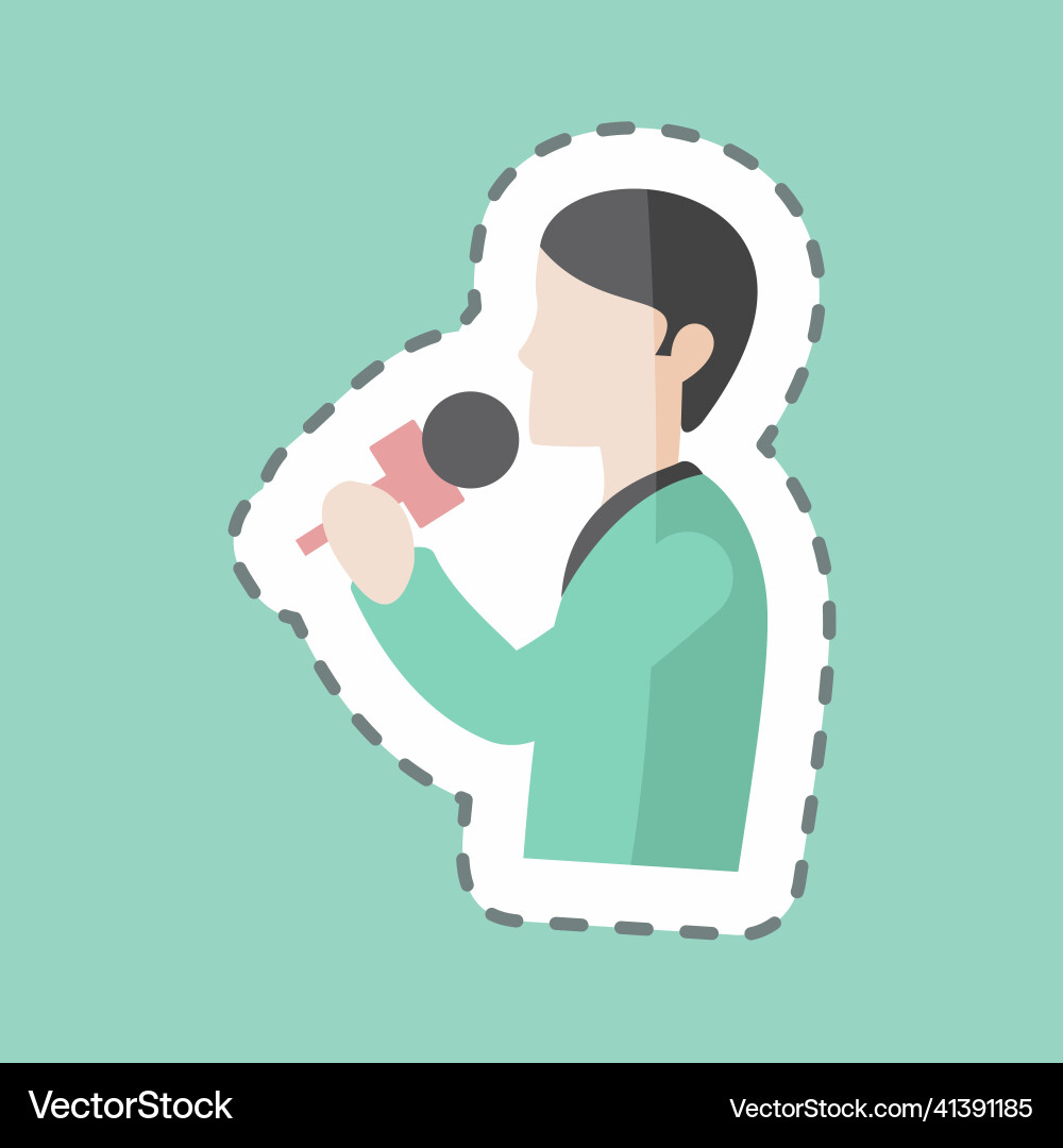 Singing sticker in trendy line cut isolated Vector Image