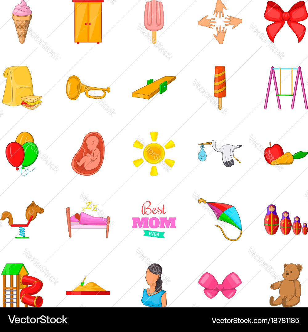 Welfare icons set cartoon style Royalty Free Vector Image