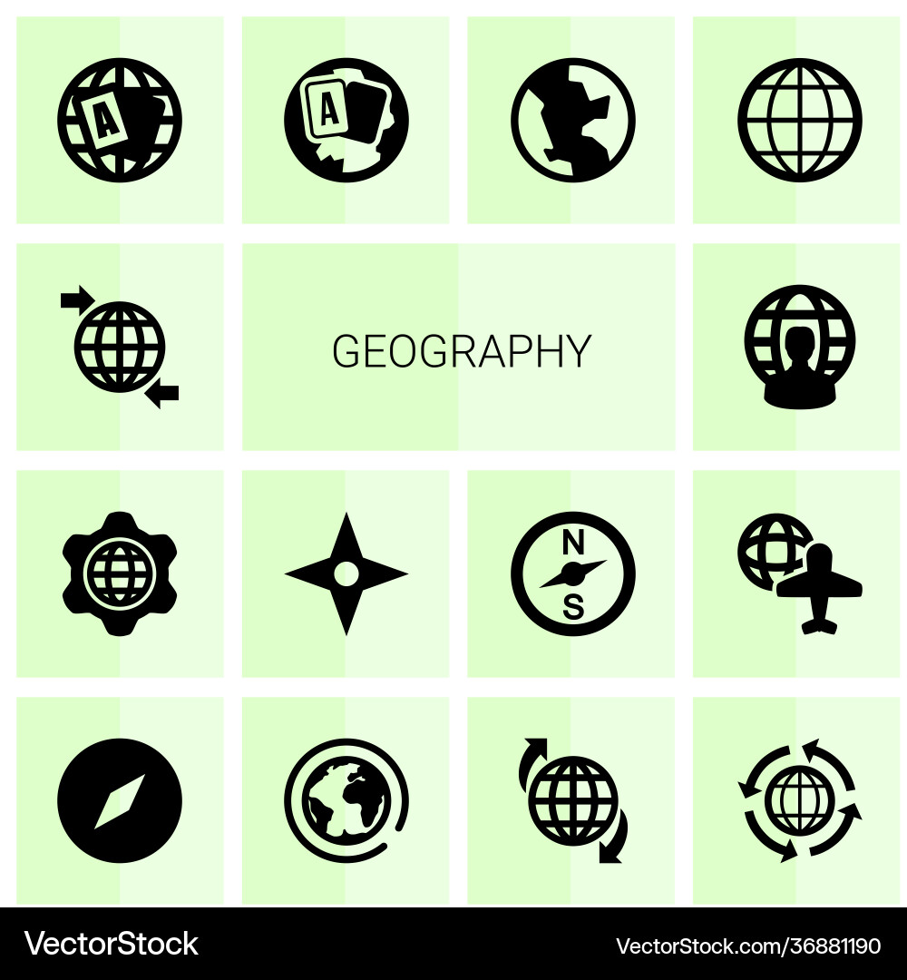 14 geography icons Royalty Free Vector Image - VectorStock
