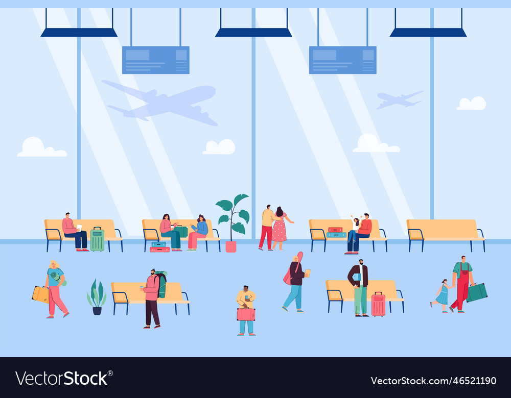 Waiting In Line At Airport Clipart