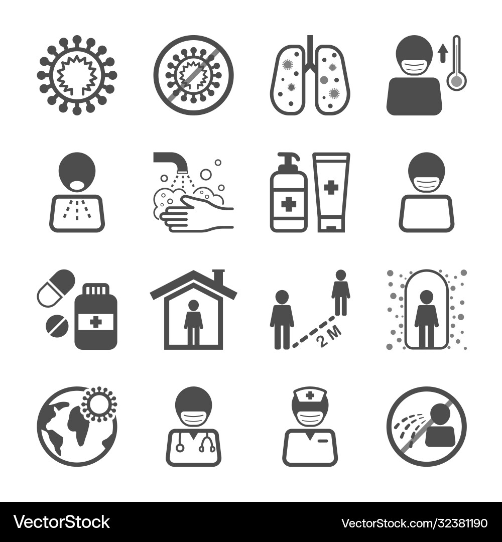 Corona virus covid19 icon set Royalty Free Vector Image