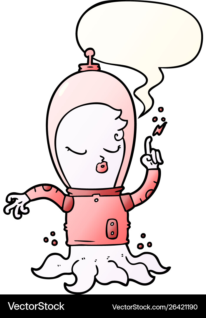 Cute cartoon alien and speech bubble in smooth Vector Image