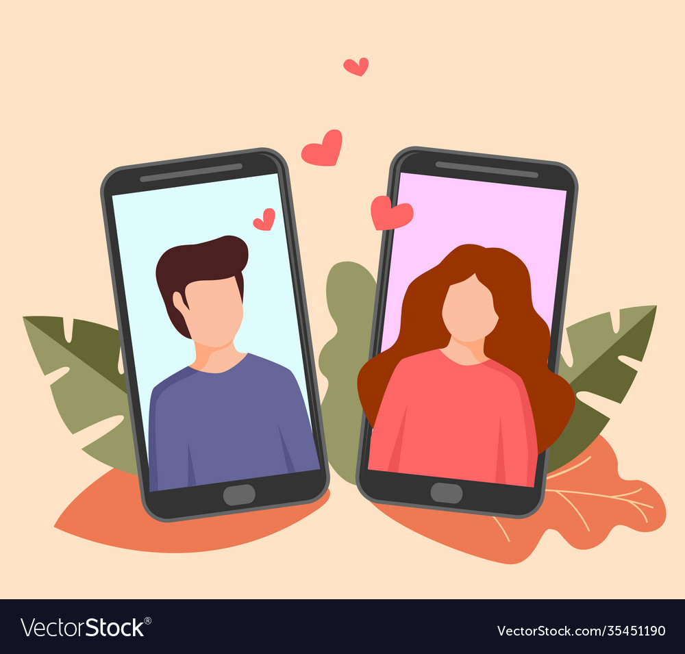 Dating In Mobile Application Online Royalty Free Vector