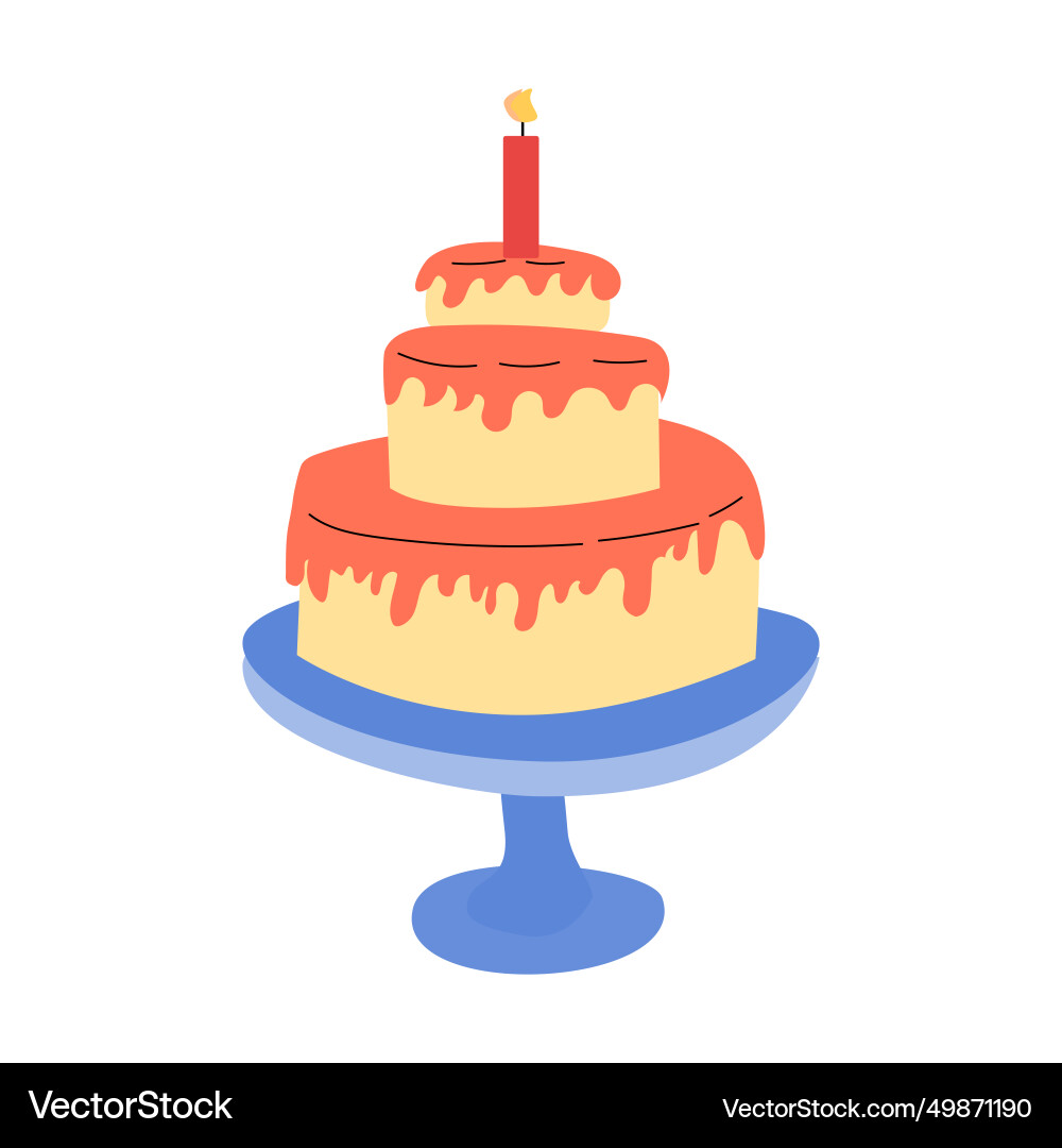 Hand drawn cartoon cake with ganache Royalty Free Vector