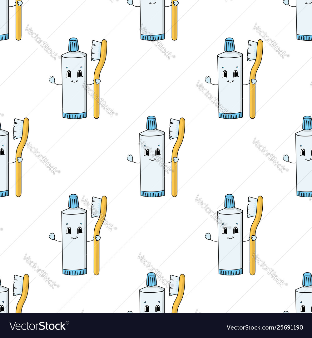 Happy toothpaste colored seamless pattern Vector Image