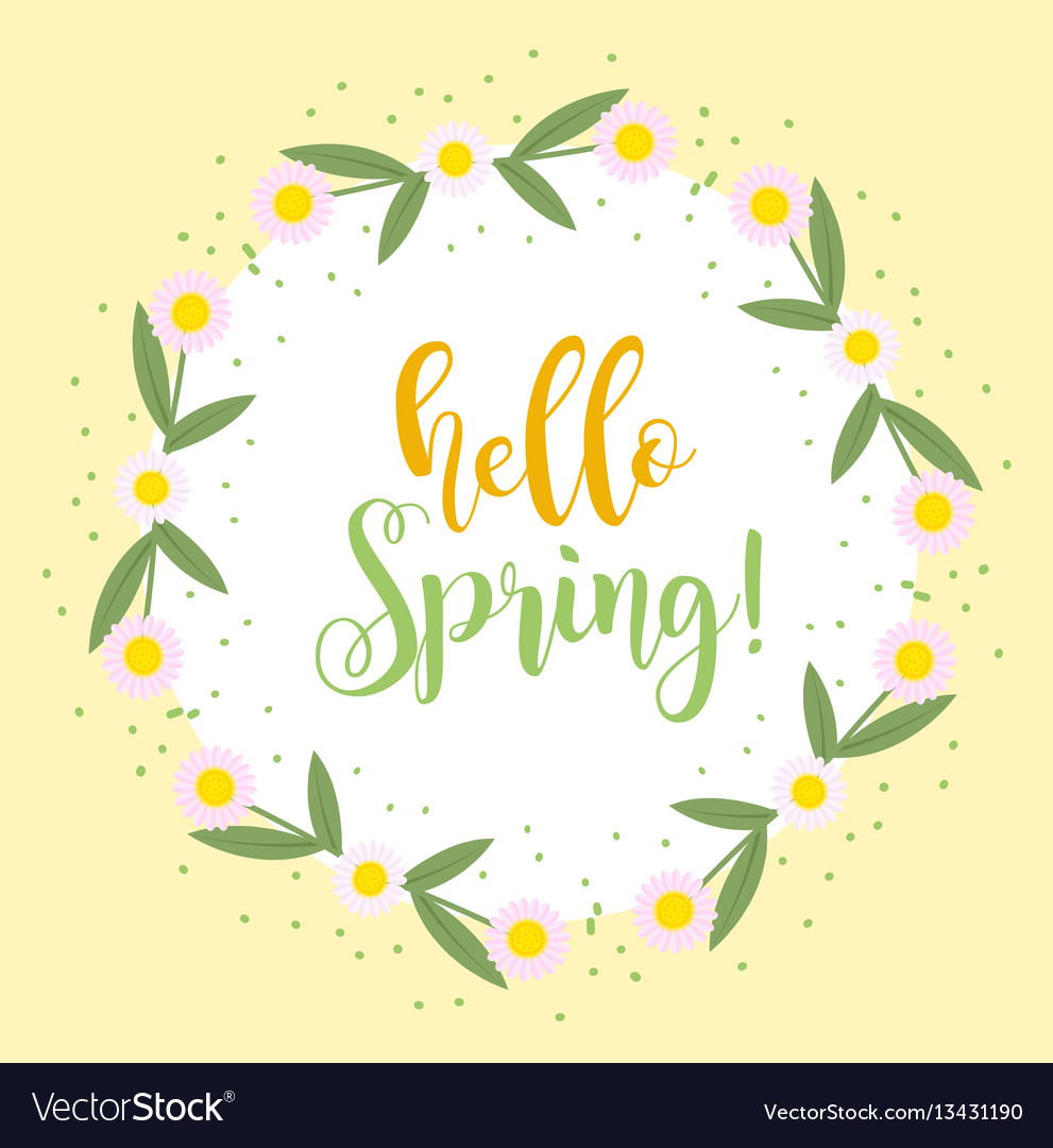 Hello spring floral frame for text isolated on Vector Image