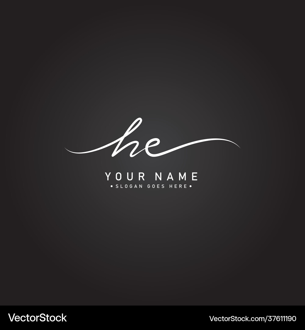 Initial letter he logo - hand drawn signature Vector Image