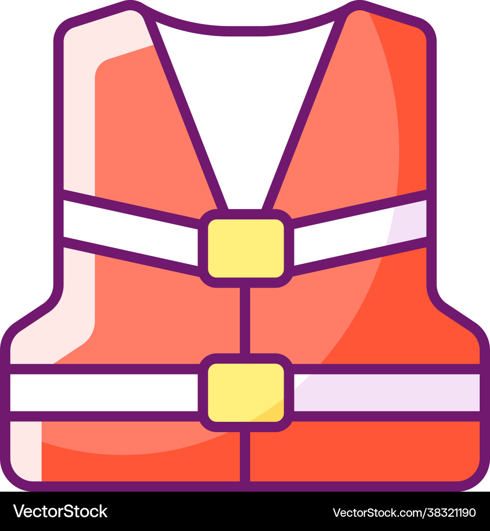 Life jacket rgb color icon Royalty Free Vector Image