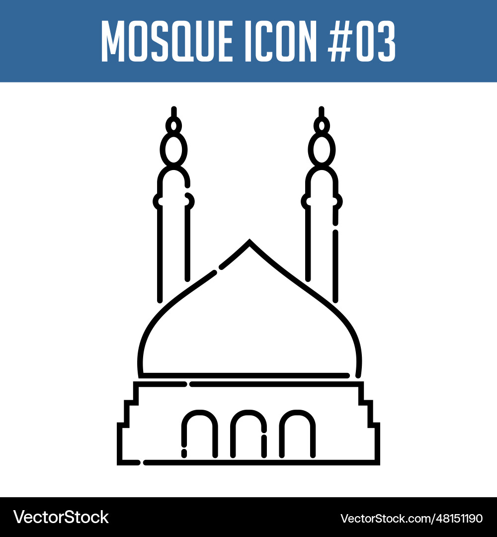 Mosque icon in black outline Royalty Free Vector Image