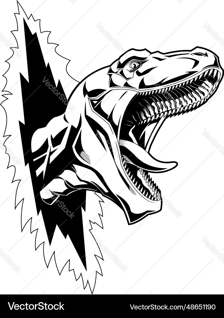 Outlined angry dinosaur Royalty Free Vector Image