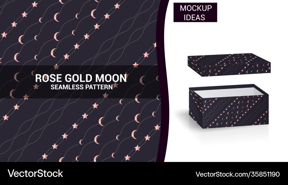 Rose gold moon and wavy lines for decorations Vector Image