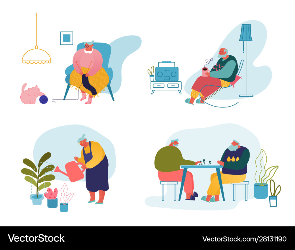 Set senior people activity and spare time old Vector Image