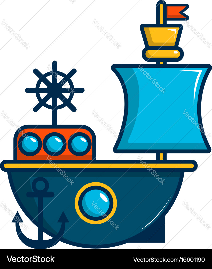 Toy sailing ship icon cartoon style Royalty Free Vector