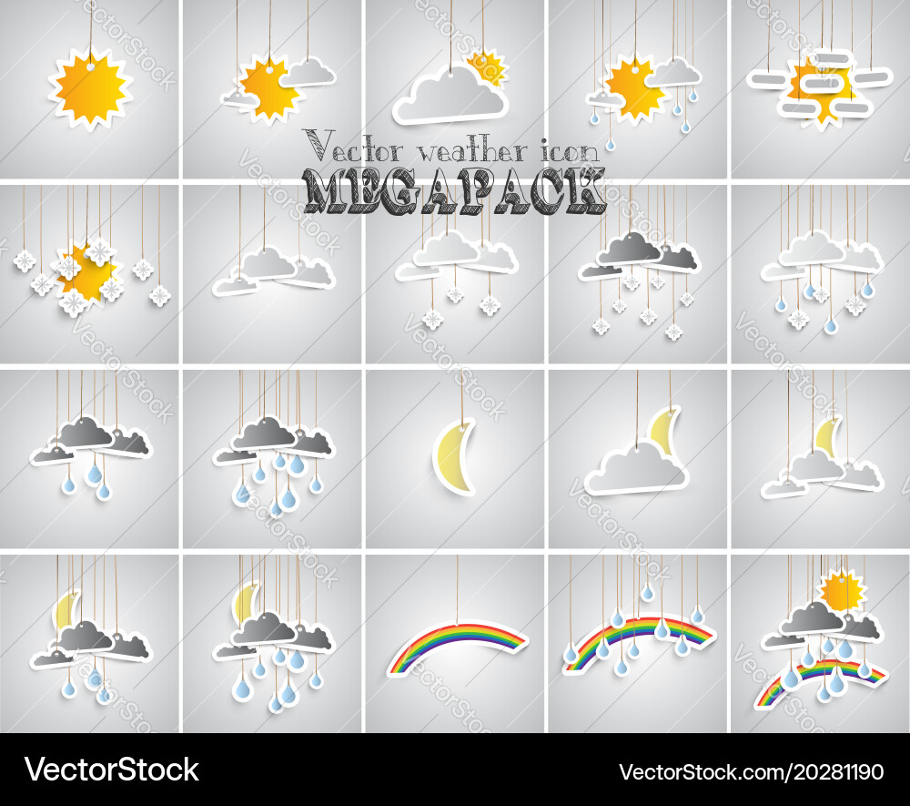 Weather icon set made by paper Royalty Free Vector Image