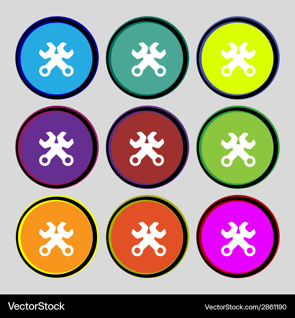 Wrench key sign icon service tool symbol set Vector Image