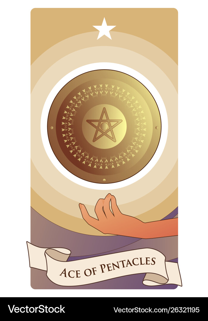 Aces tarot cards pentacles golden shield Vector Image