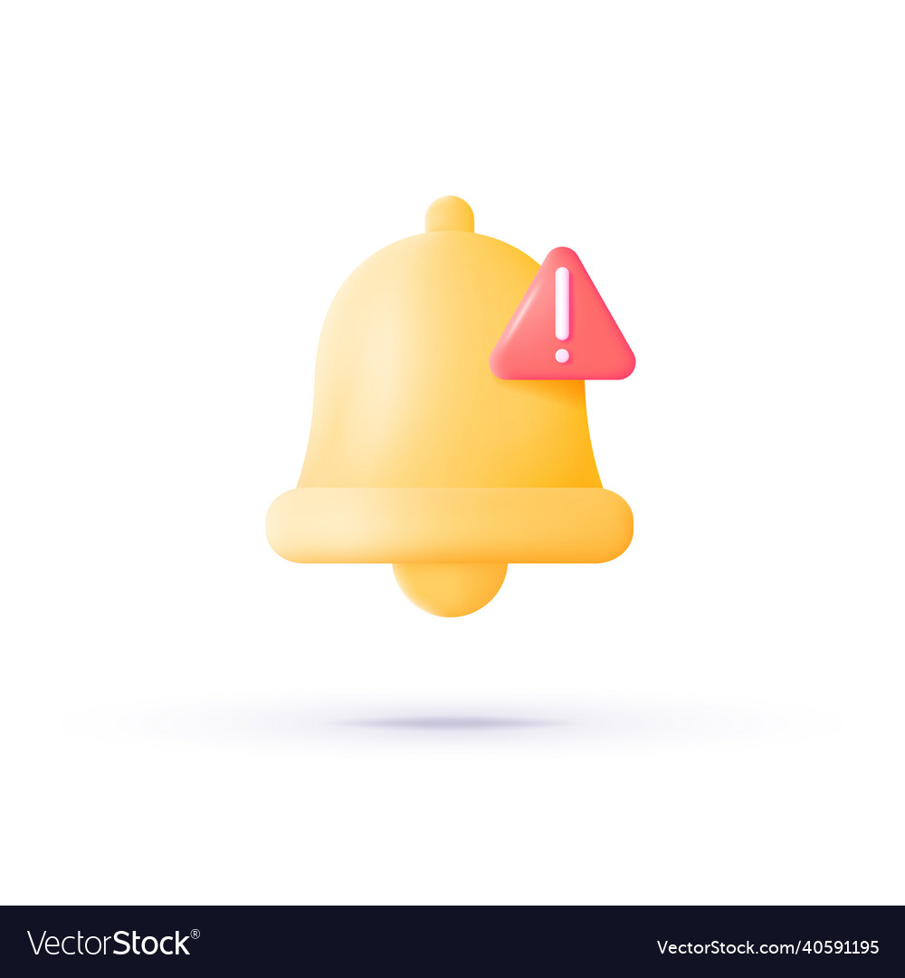 Alert in 3d style render message Royalty Free Vector Image