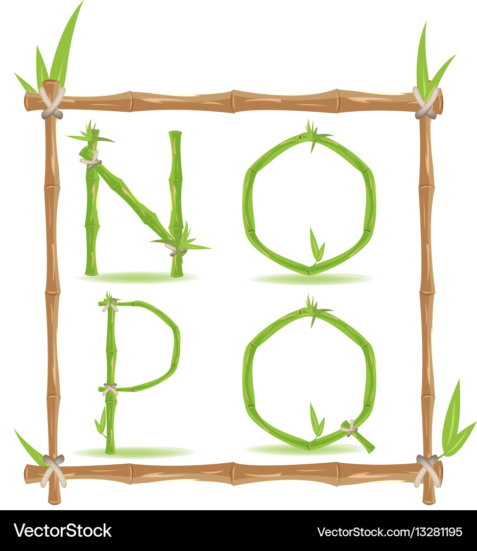 Bamboo letter alphabet green set d Royalty Free Vector Image