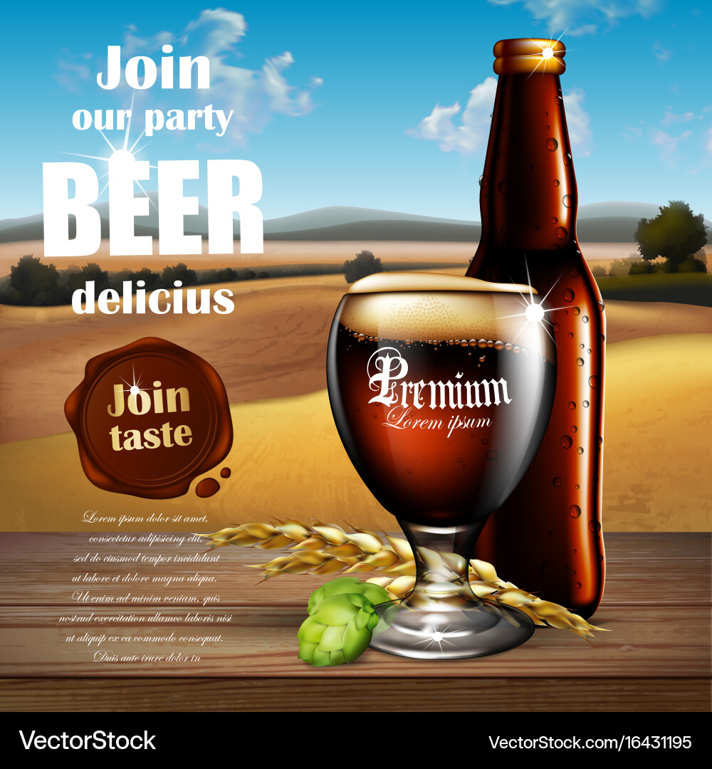 Beer advertising design highly realistic Vector Image