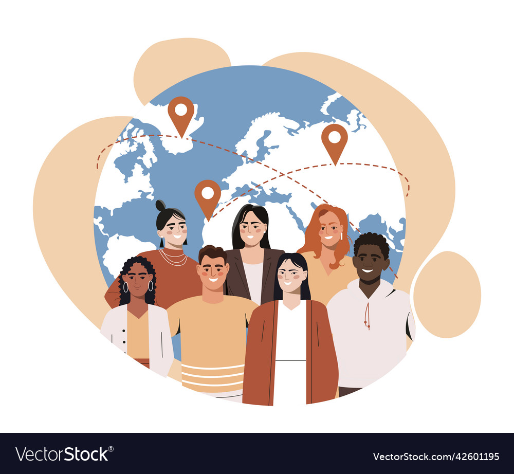 Concept of international migration Royalty Free Vector Image Concept of international migration Royalty Free Vector Image
