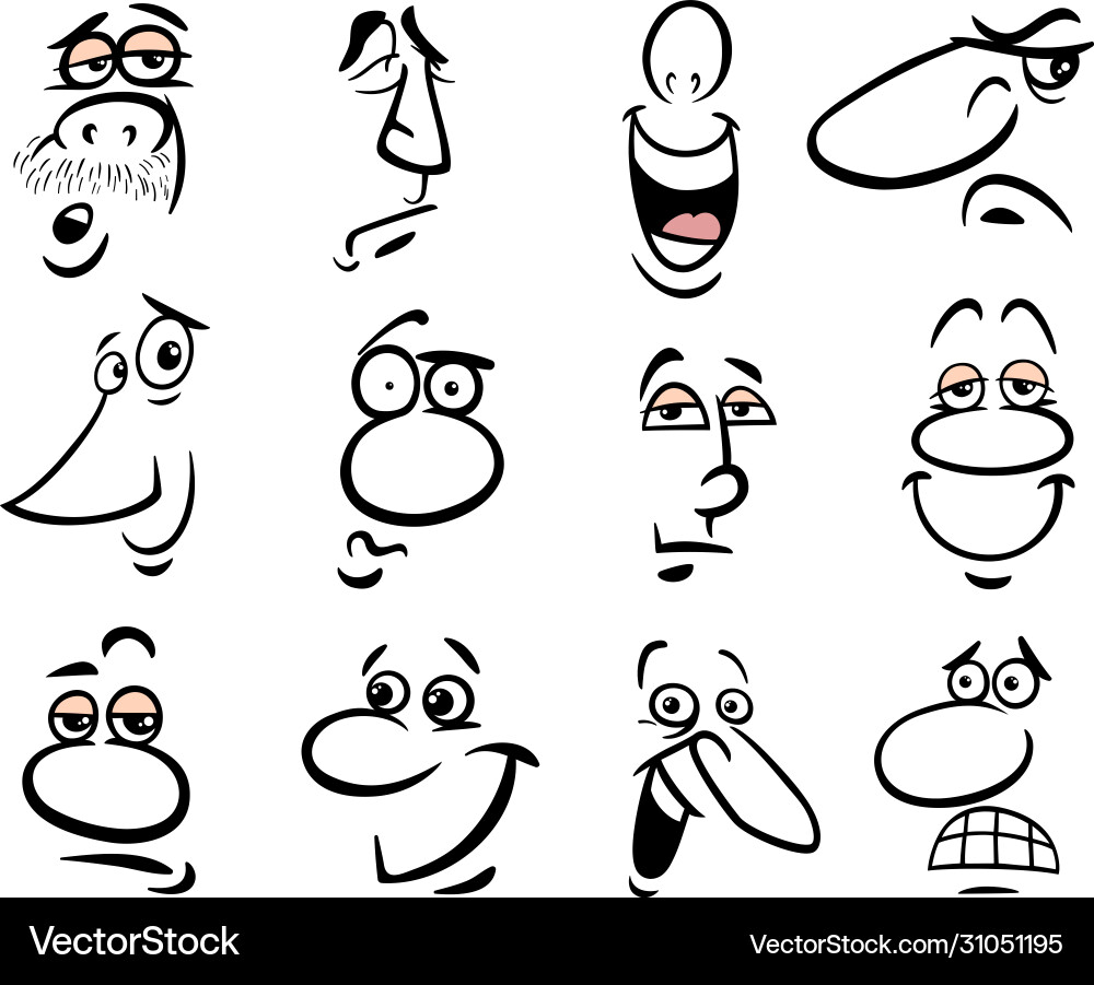 Faces and emotions set cartoon Royalty Free Vector Image