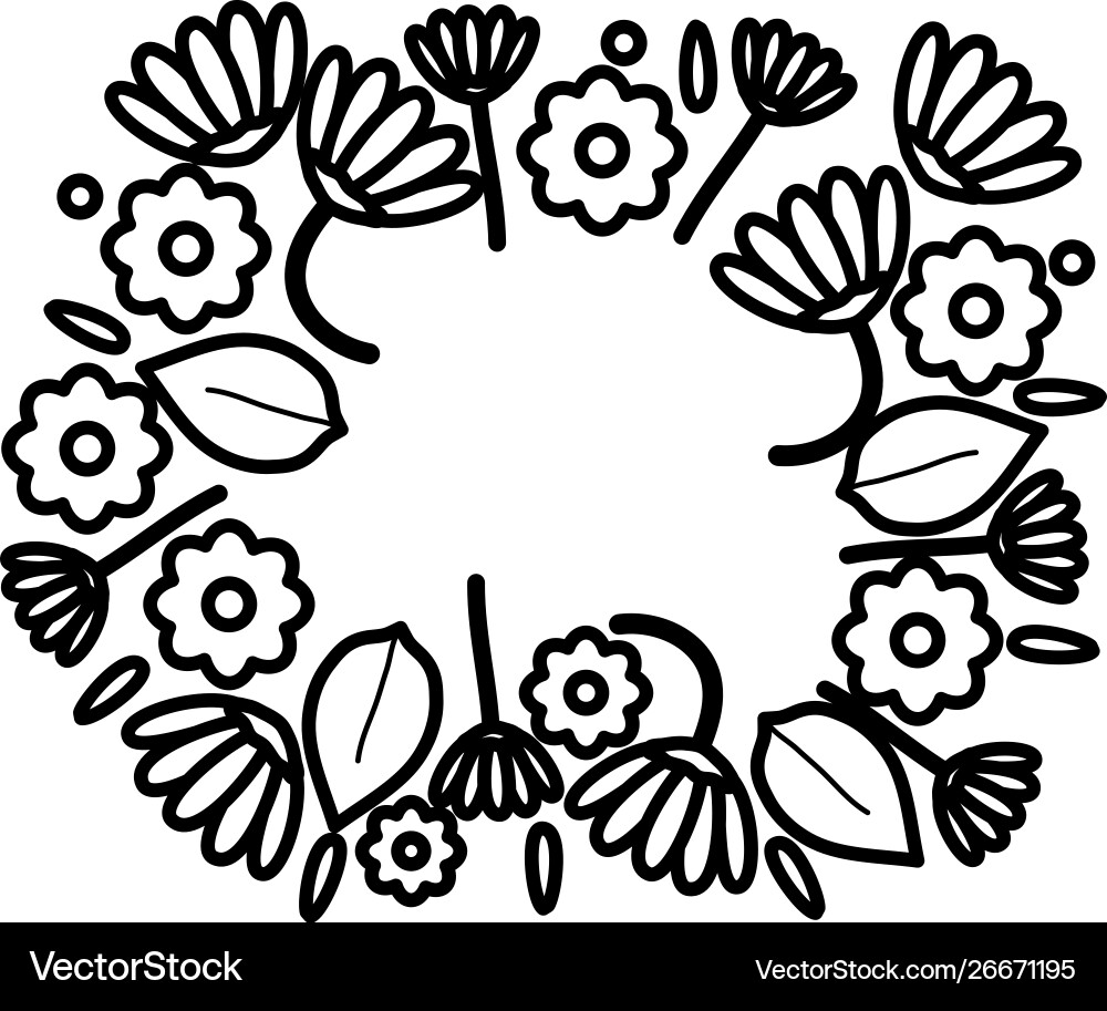Flowers garden plants decorative frame Royalty Free Vector
