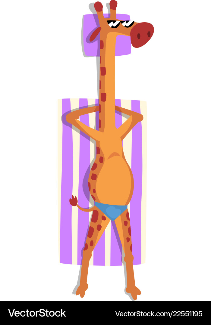 Giraffe sunbathing on beach cute animal Royalty Free Vector