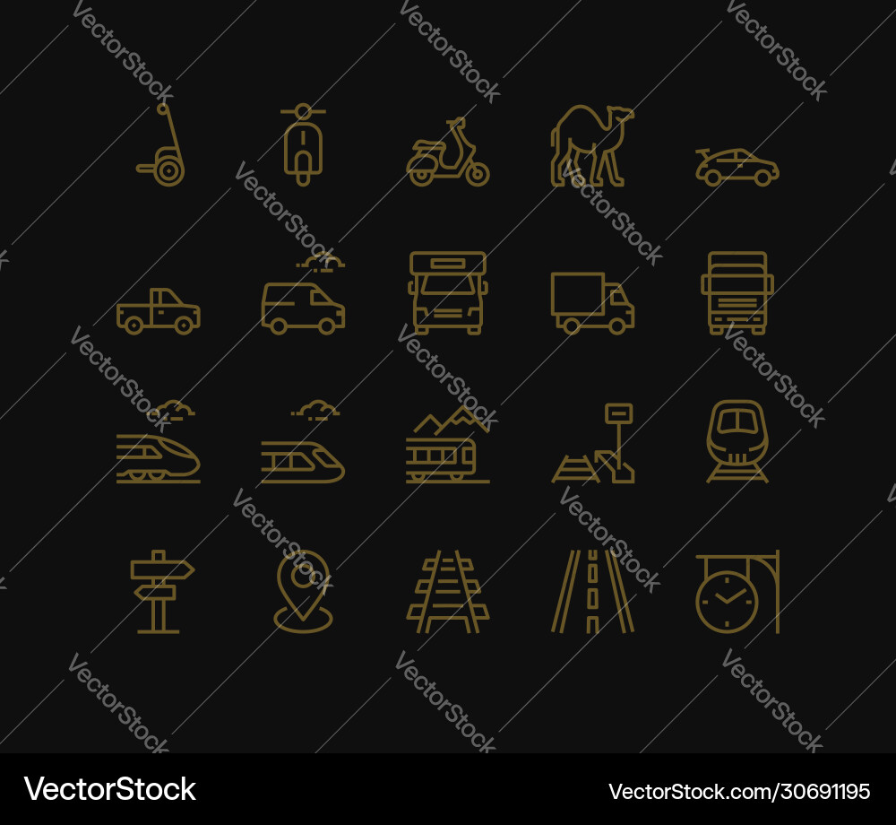 Land transport icons set Royalty Free Vector Image
