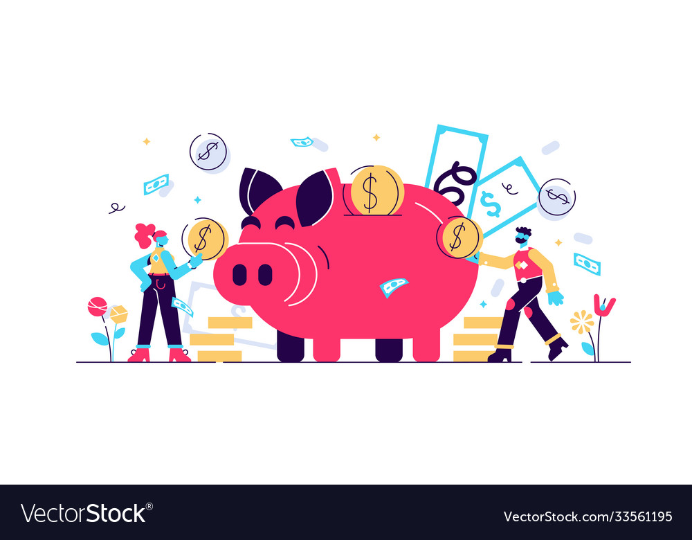 Money saving flat tiny Royalty Free Vector Image