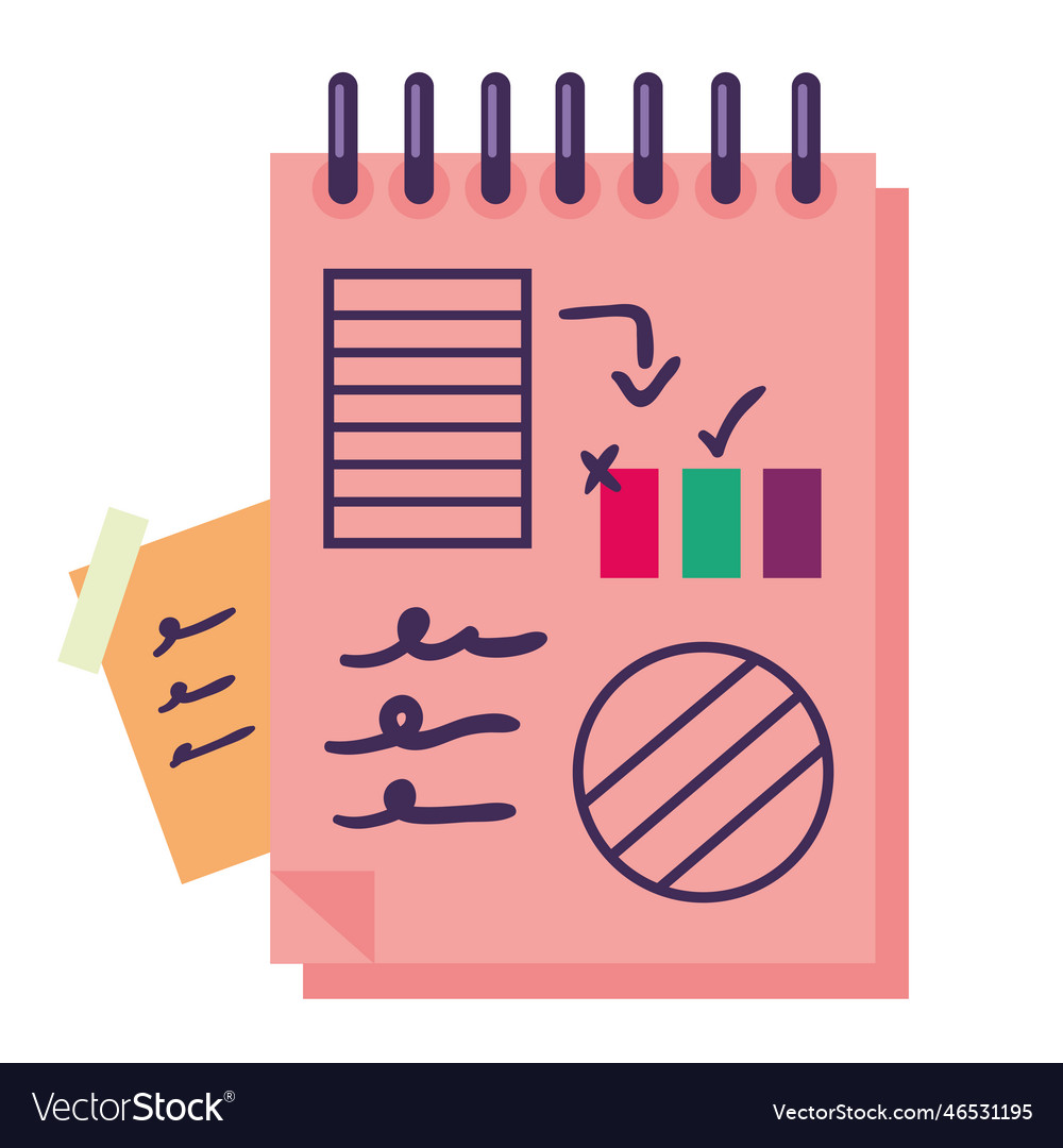 Notepad strategy diagrams Royalty Free Vector Image