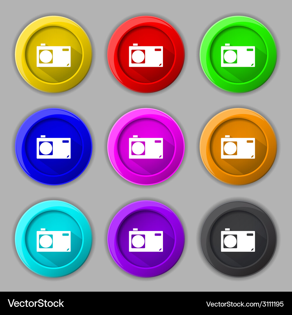 Photo camera sign icon digital symbol set Vector Image
