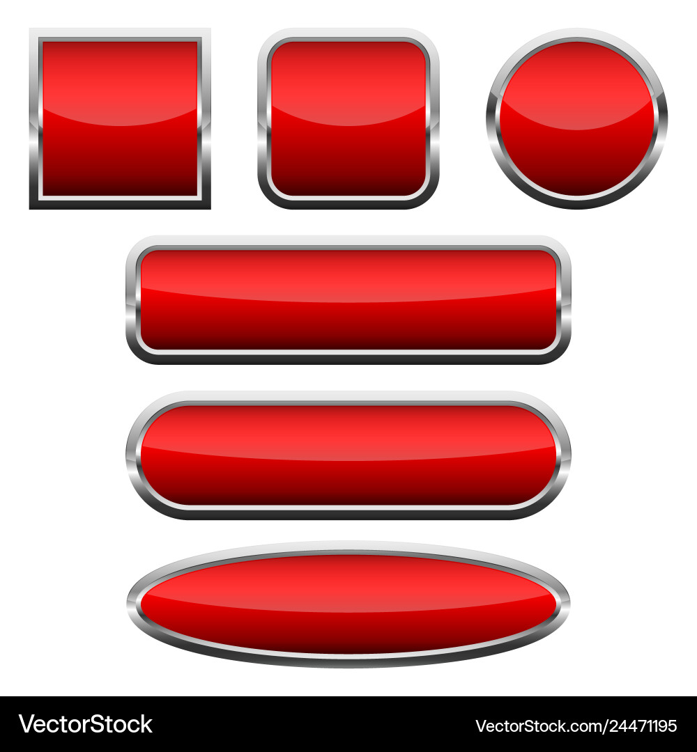 Set of red glossy buttons Royalty Free Vector Image