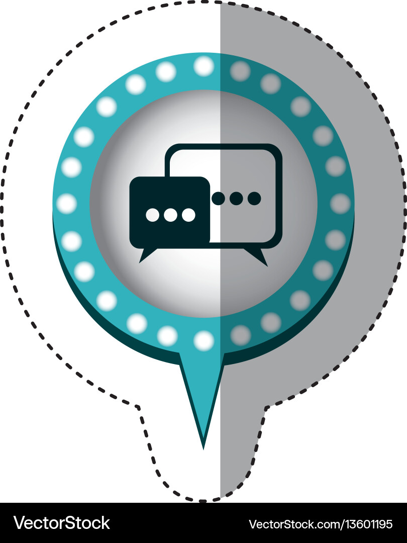Sticker with dialogue in circular speech blue Vector Image