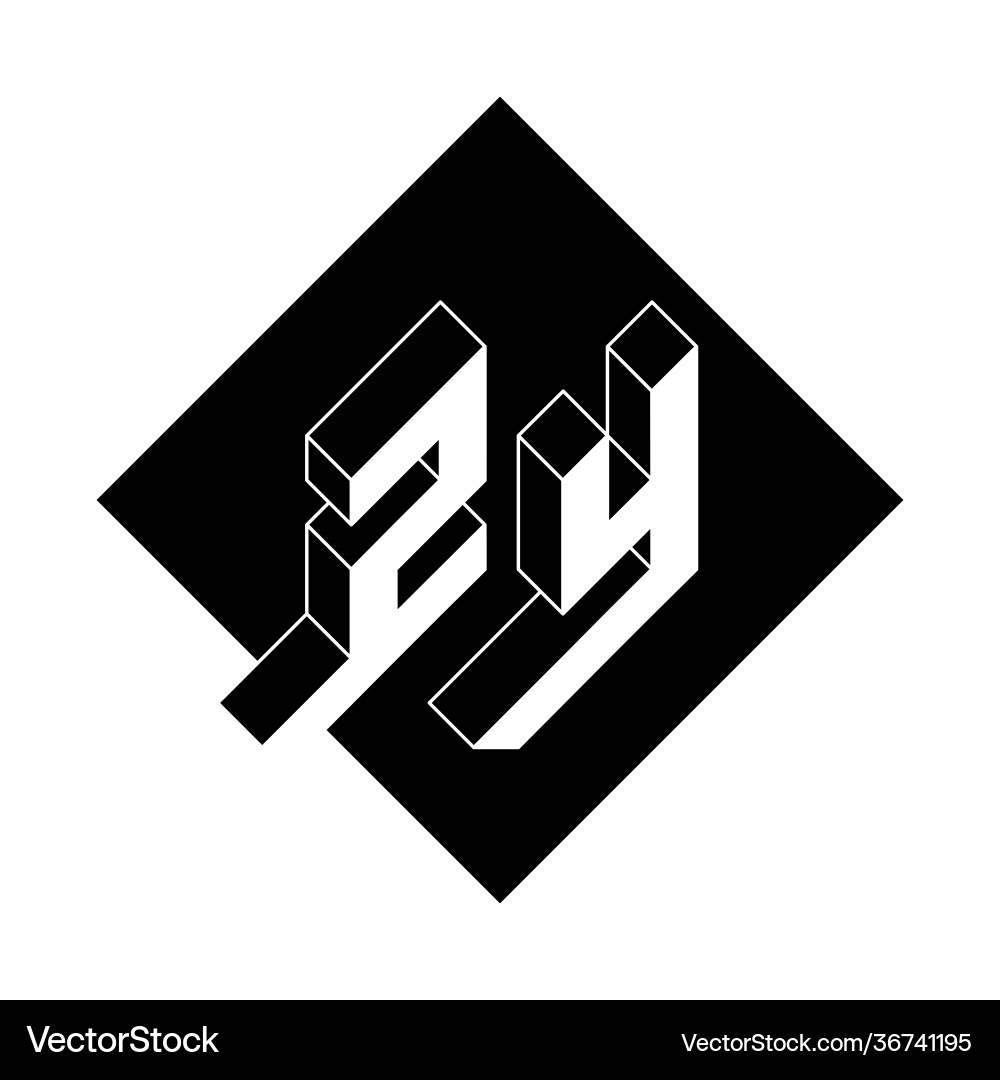 Three-dimension letters z and y isometric 3d font Vector Image