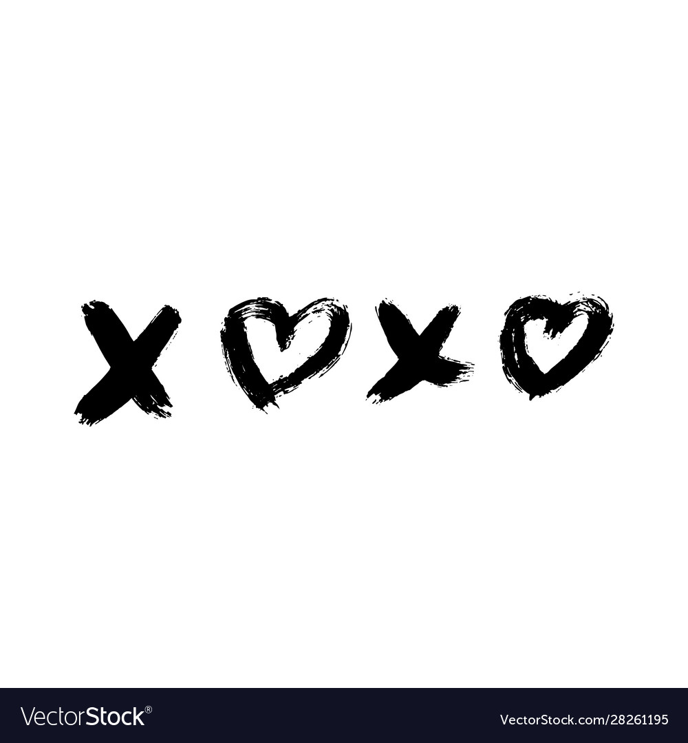 Xoxo Hand Written Phrase With Heart Isolated Vector Image