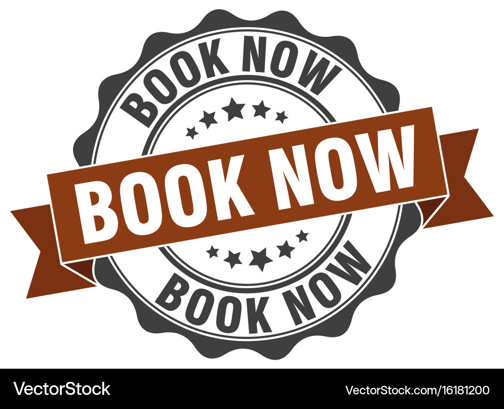Book now stamp sign seal Royalty Free Vector Image