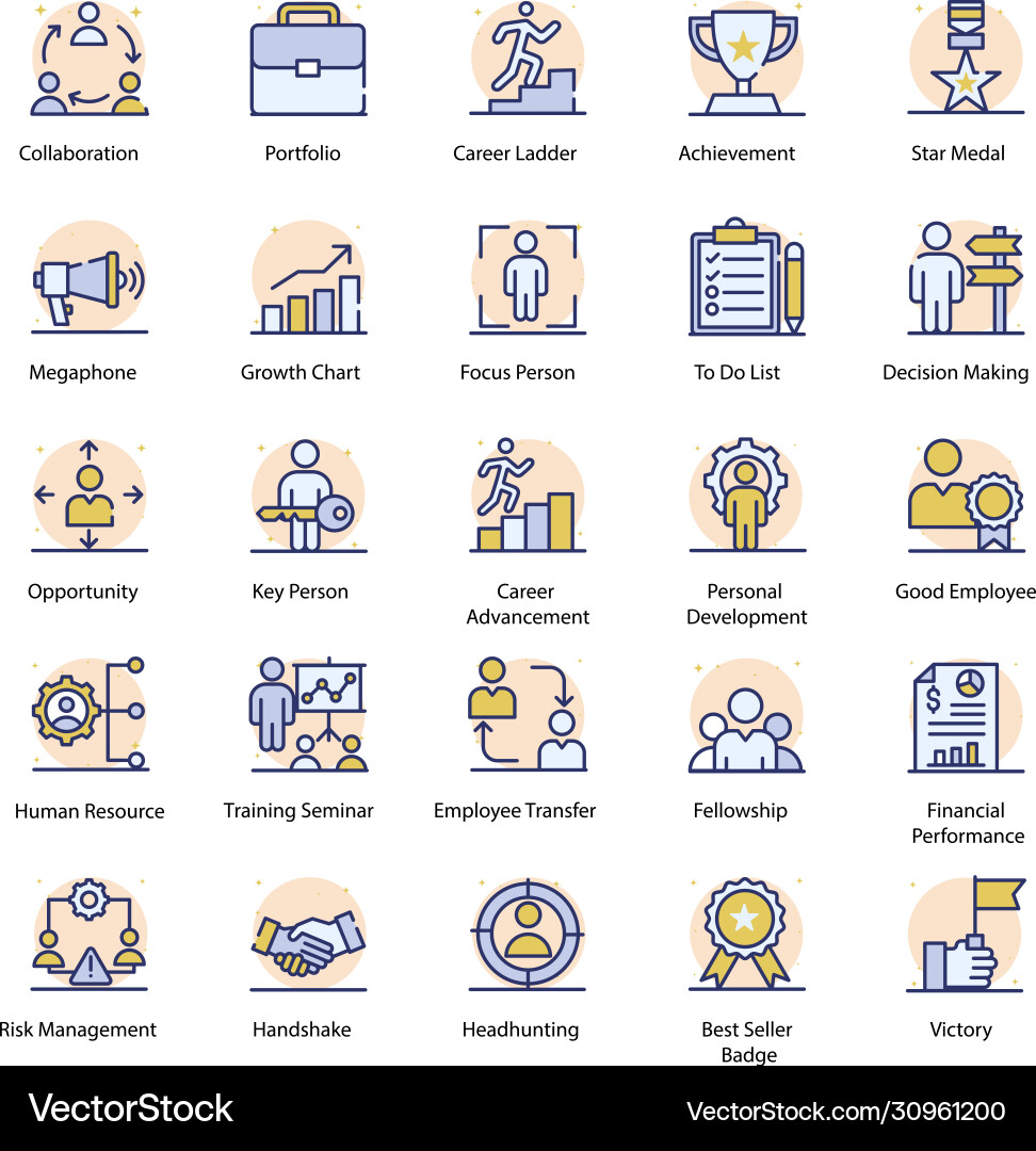 Career build up flat icons pack Royalty Free Vector Image