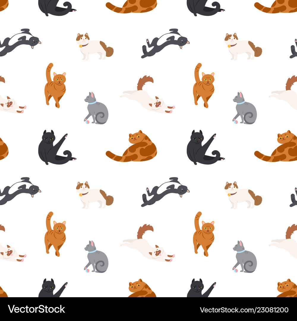 Colorful seamless pattern with cats of different Vector Image