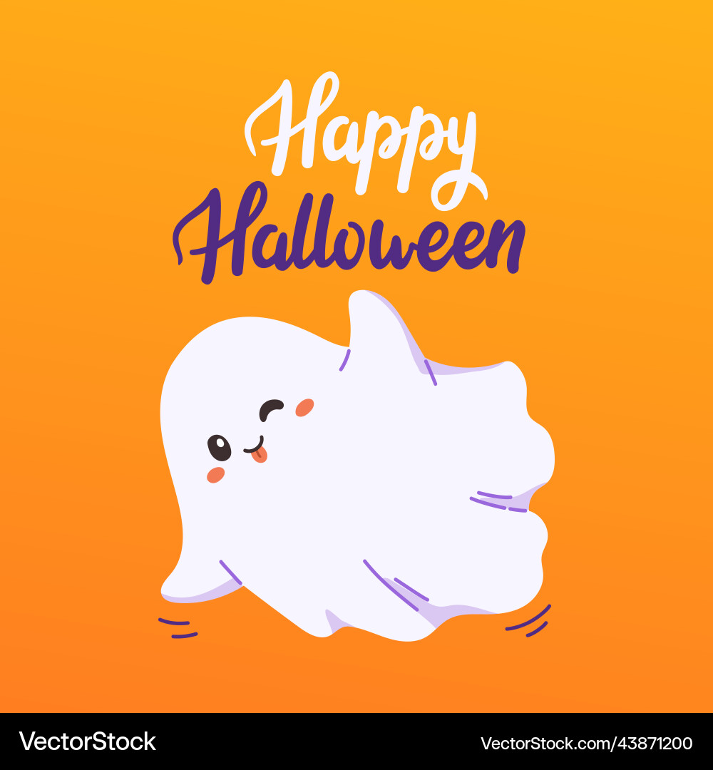 Happy halloween party banner with ghost Royalty Free Vector