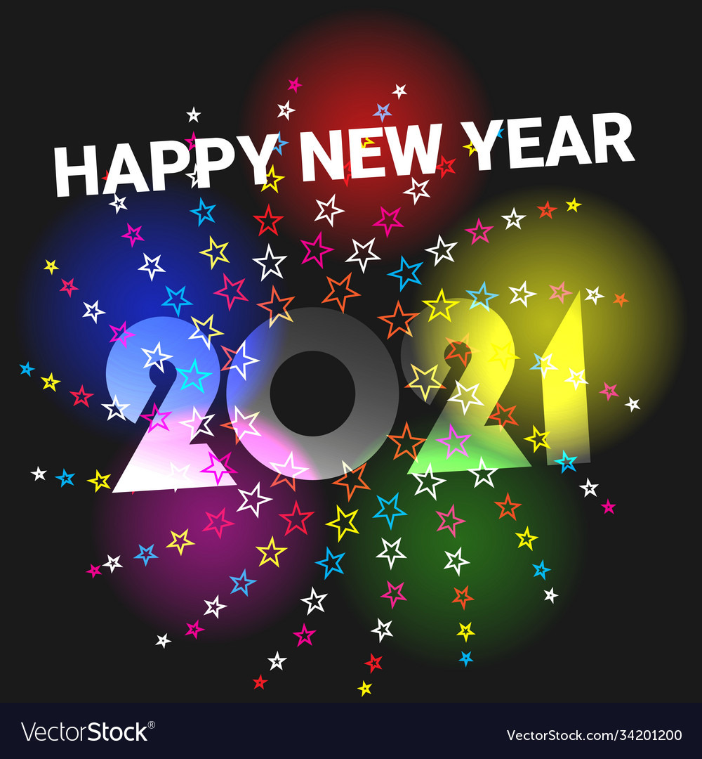 Happy new year 2021 greetings on a dark festive Vector Image