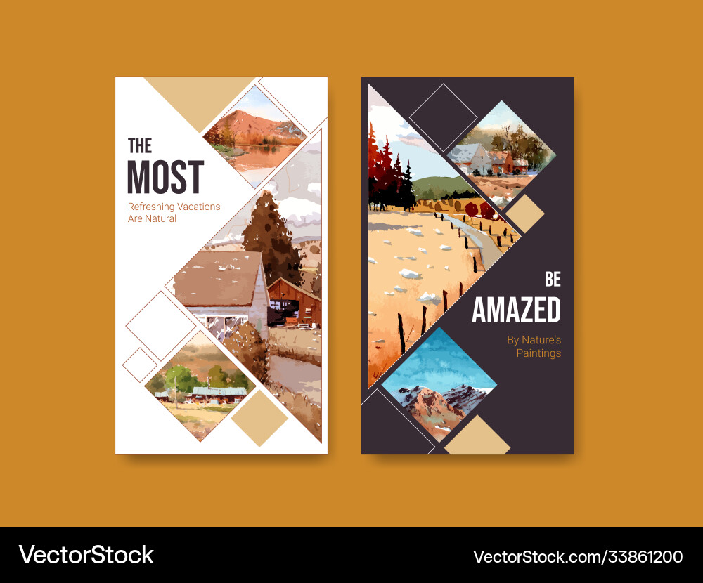 Instagram template with landscape in autumn Vector Image