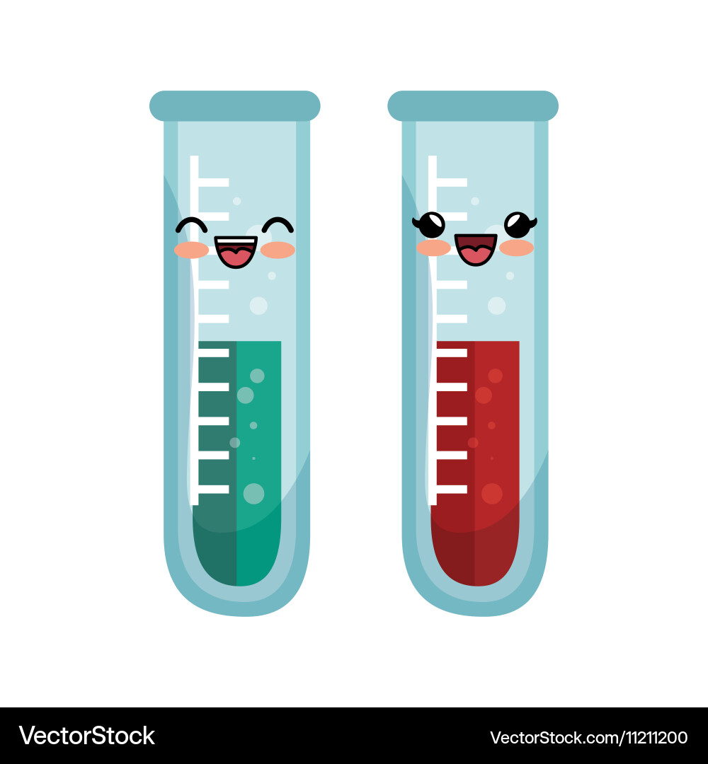 Laboratory two test tube kawaii Royalty Free Vector Image