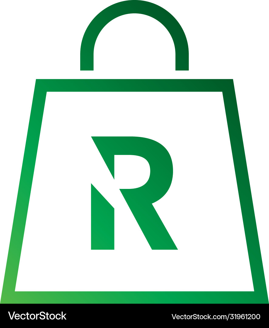 Letter r on shopping bag Royalty Free Vector Image
