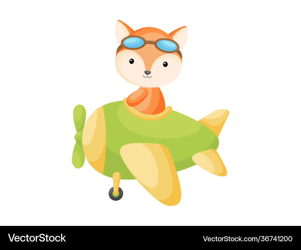Little fox wearing aviator goggles flying Vector Image