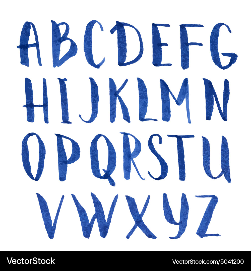 Modern watercolor blue font Royalty Free Vector Image