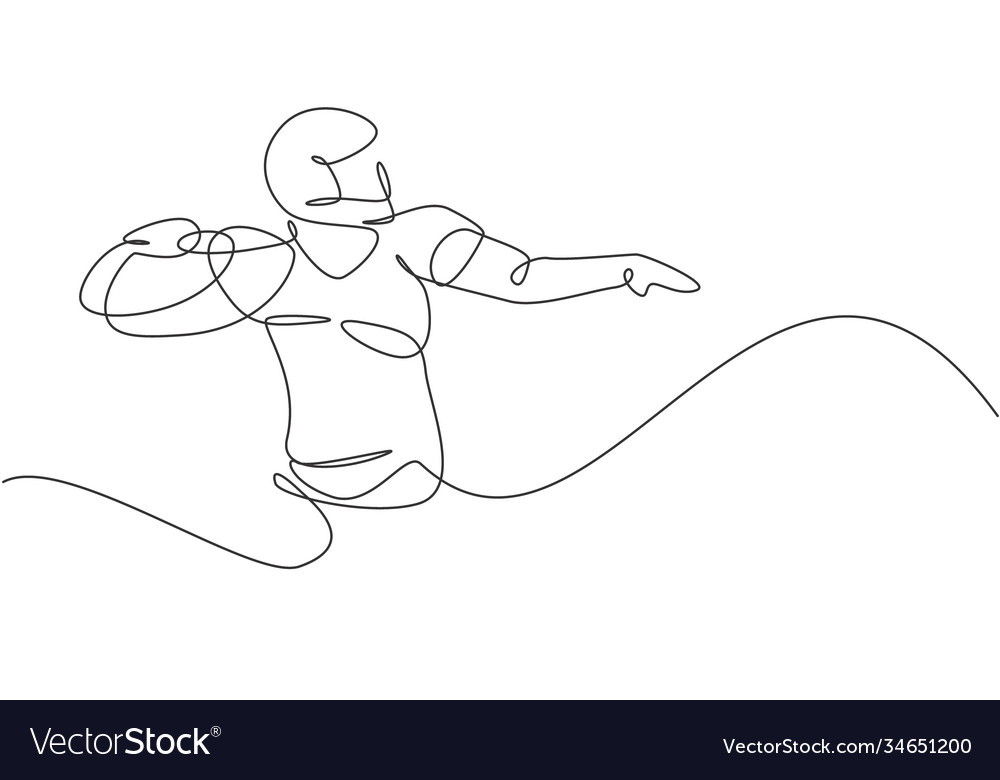 One continuous line drawing young powerful Vector Image