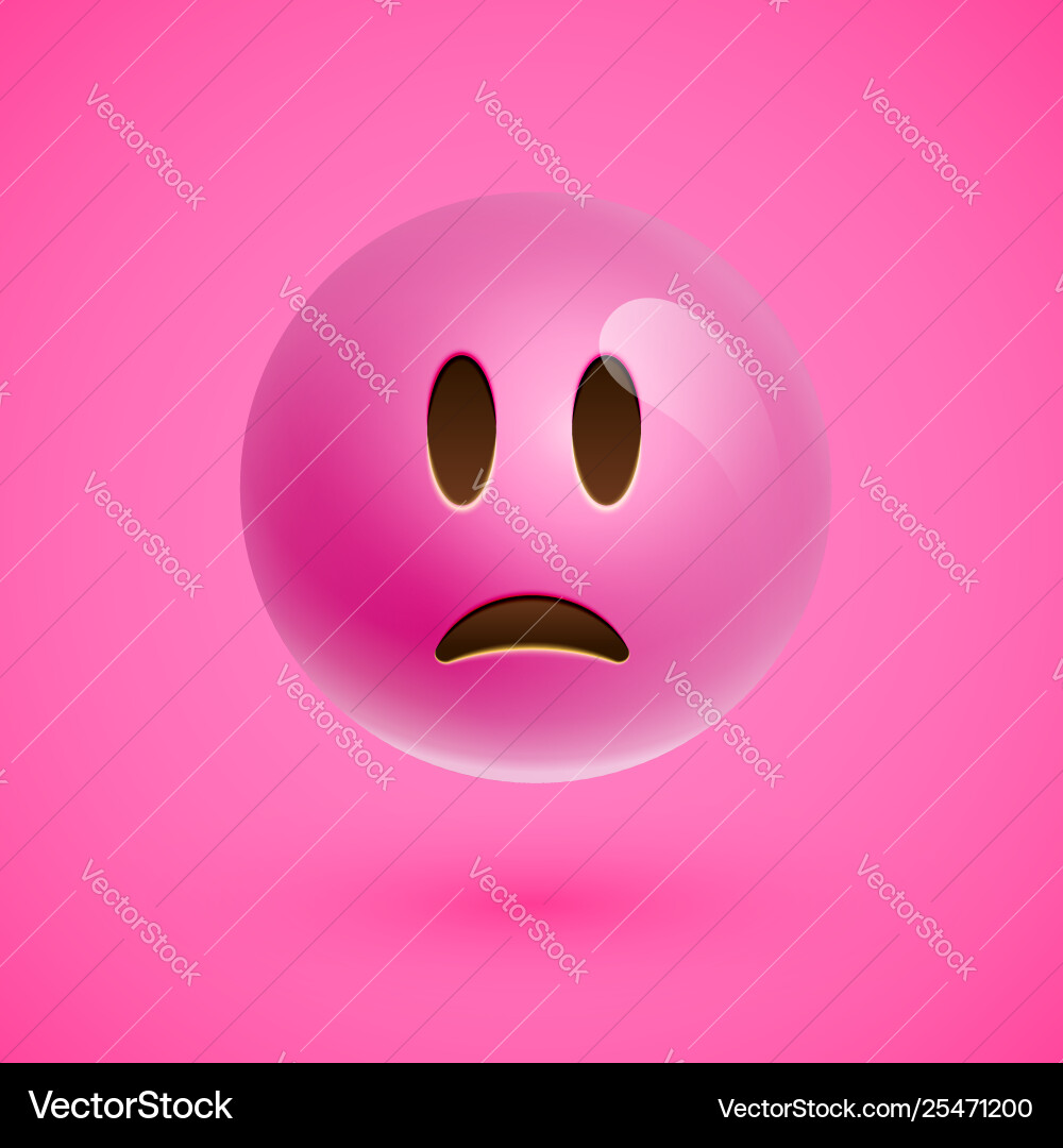 Pink realistic emoticon smiley face Royalty Free Vector