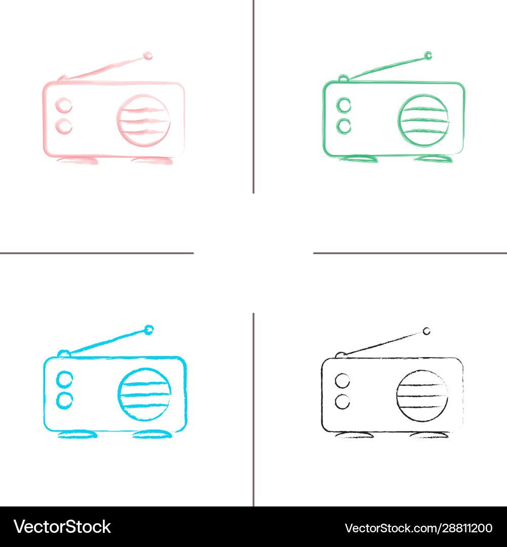 Radio hand drawn icons set Royalty Free Vector Image