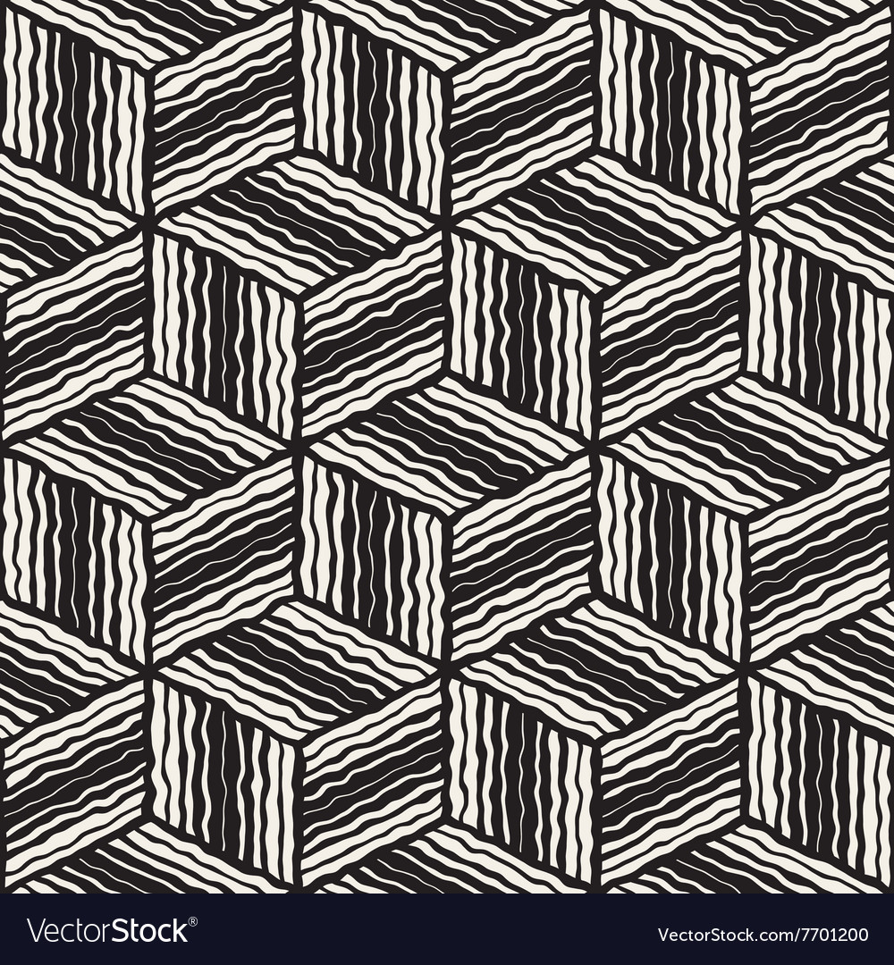 Seamless Geometric Stripes Cube Pattern Royalty Free Vector