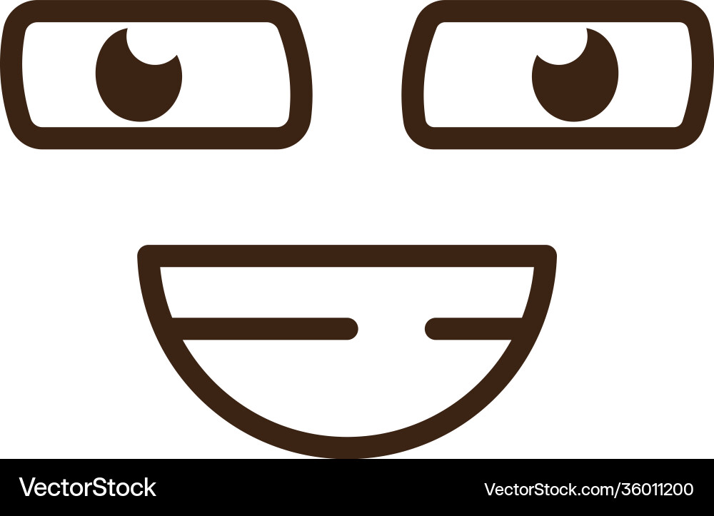Smiling cartoon face emoticon icon Royalty Free Vector Image